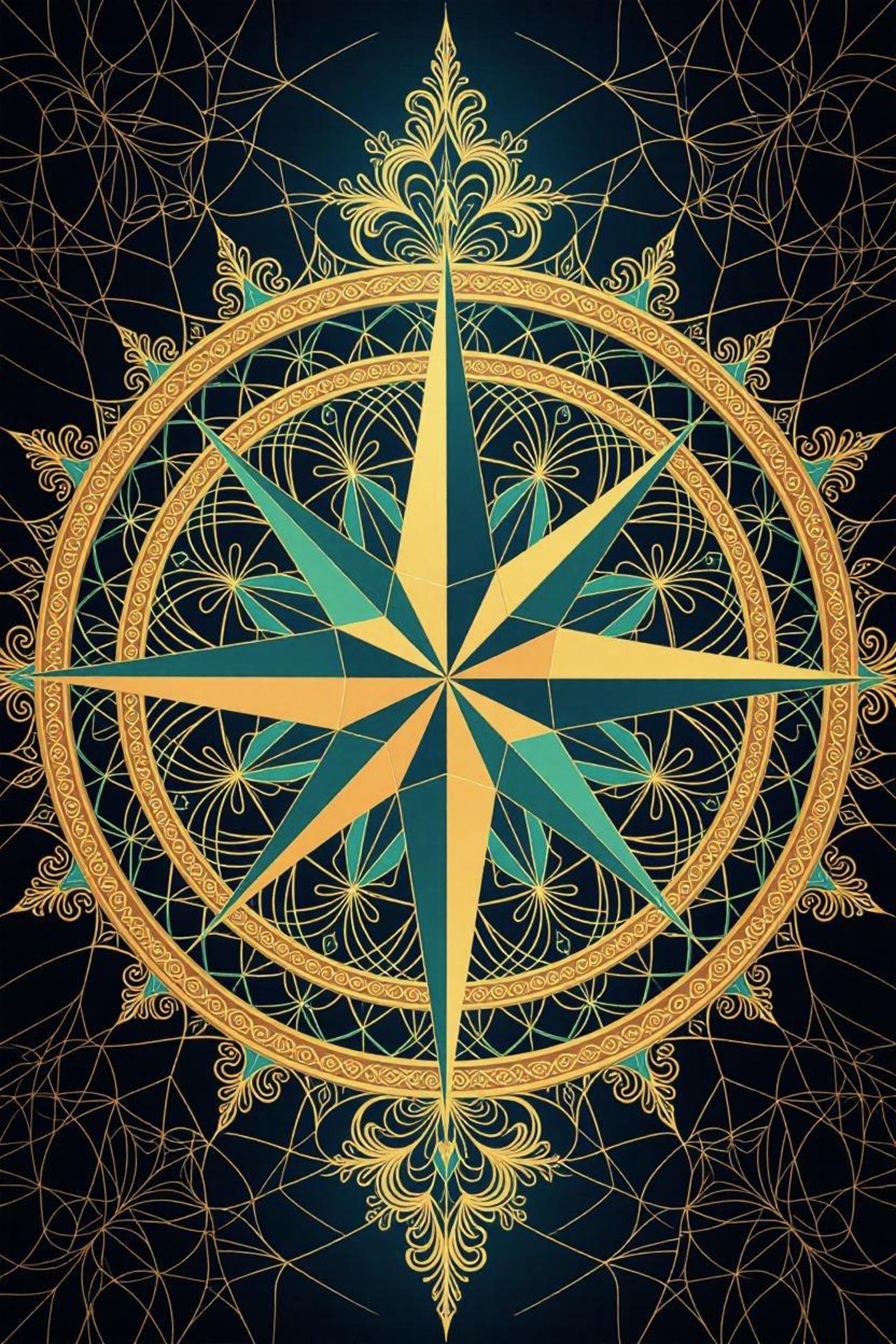 Compass Rose Geometric Art: Nautical Printable Designs (digital ...