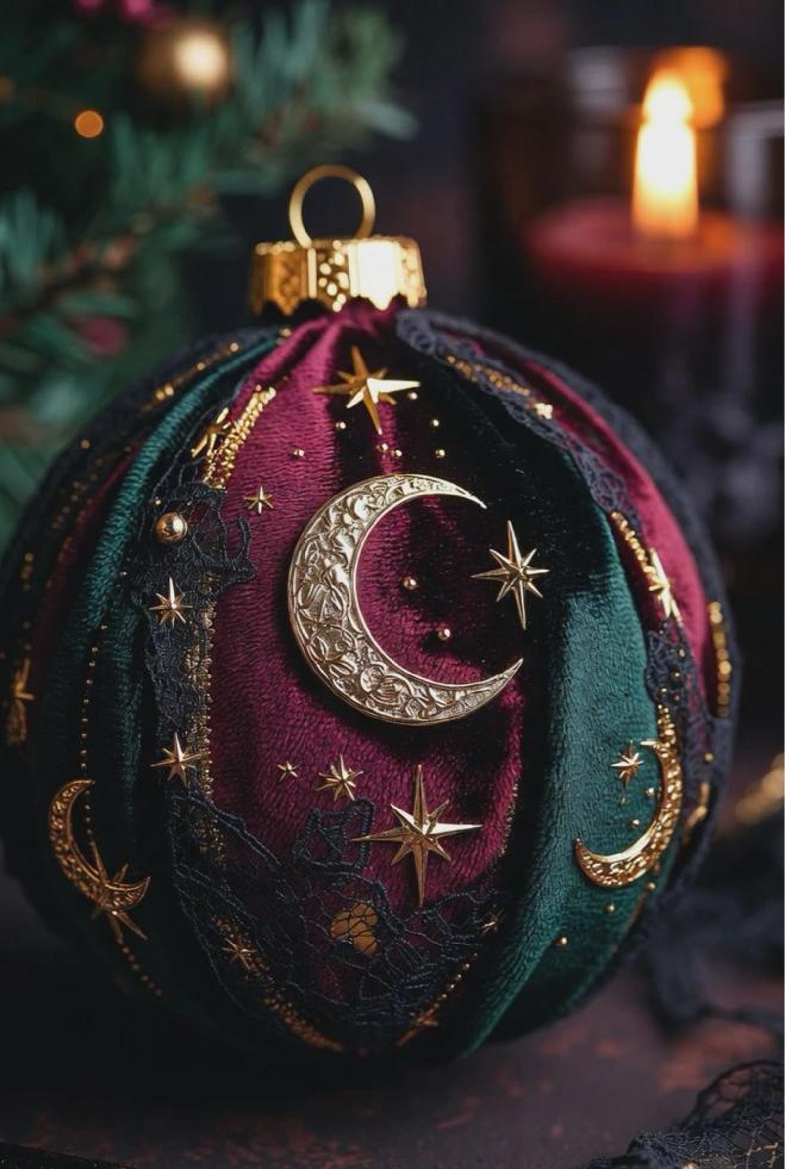 Gothic Christmas Ornaments Celestial Moon Stars Digital Art HQ Prints ...
