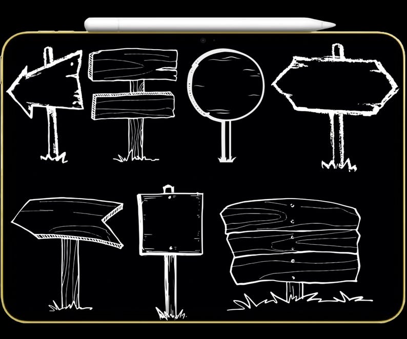 Urban Signpost Brush for Procreate | Street Sign Line Art, Cityscape ...