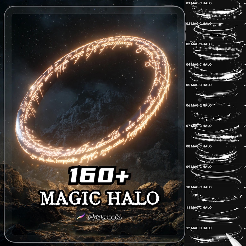 Magic Halo Brushes for Procreate | 160+ Light Circles and Spell Symbols ...