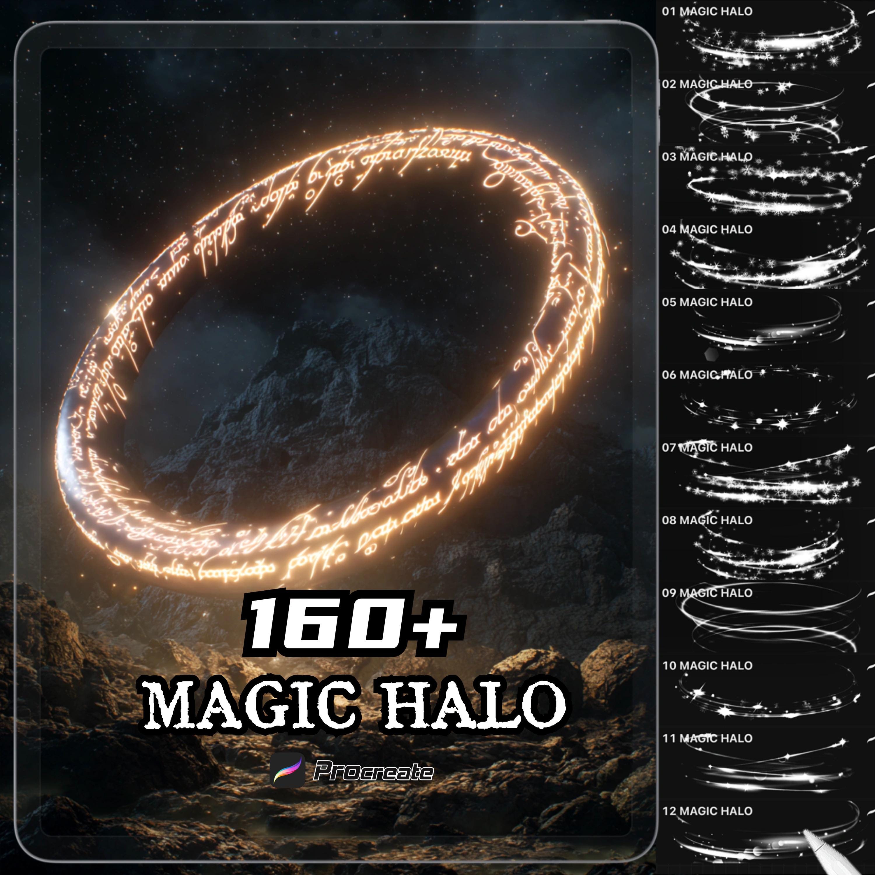 Magic Halo Brushes for Procreate | 160+ Light Circles and Spell Symbols ...