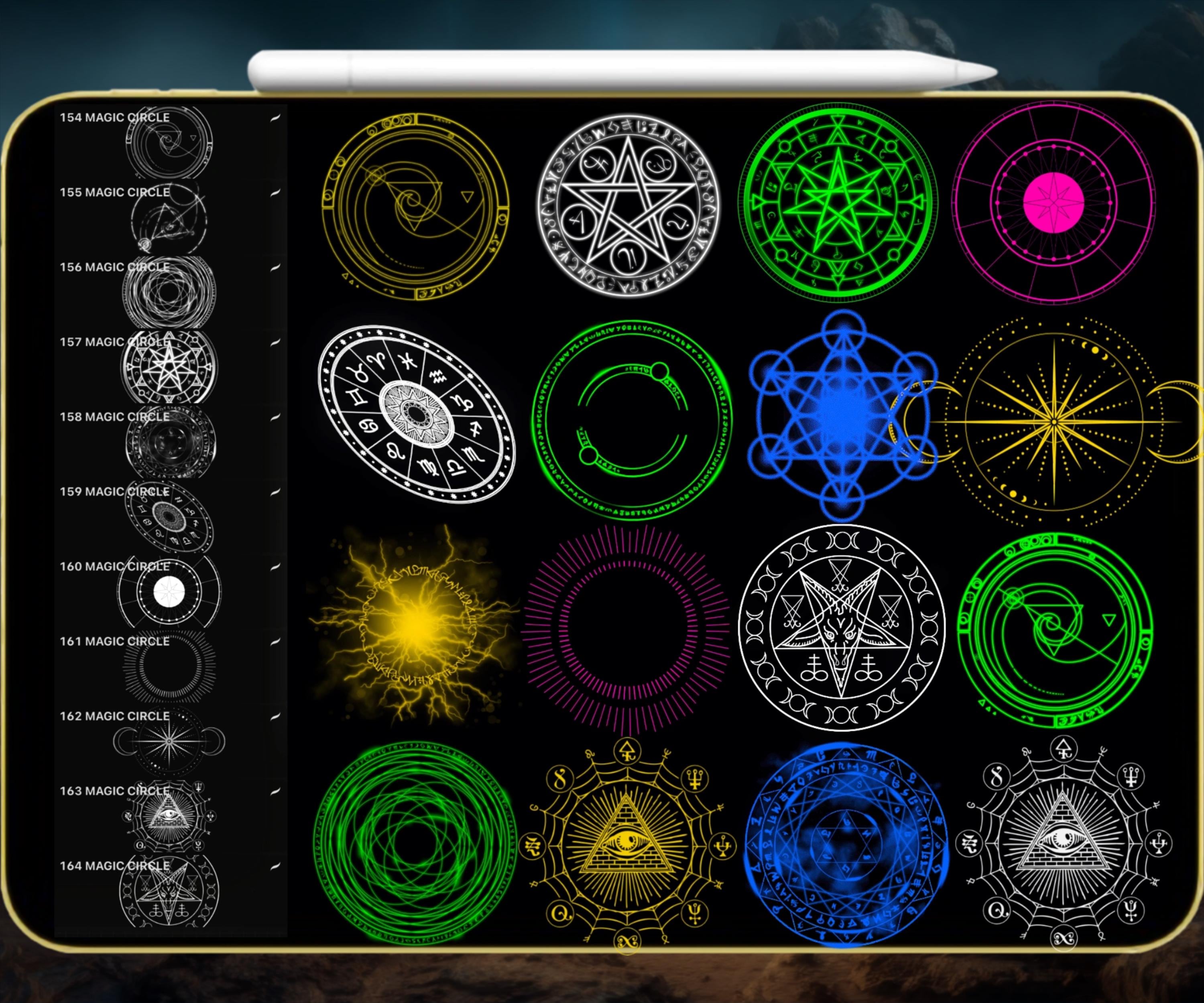Magic Halo Brushes for Procreate | 160+ Light Circles and Spell Symbols ...