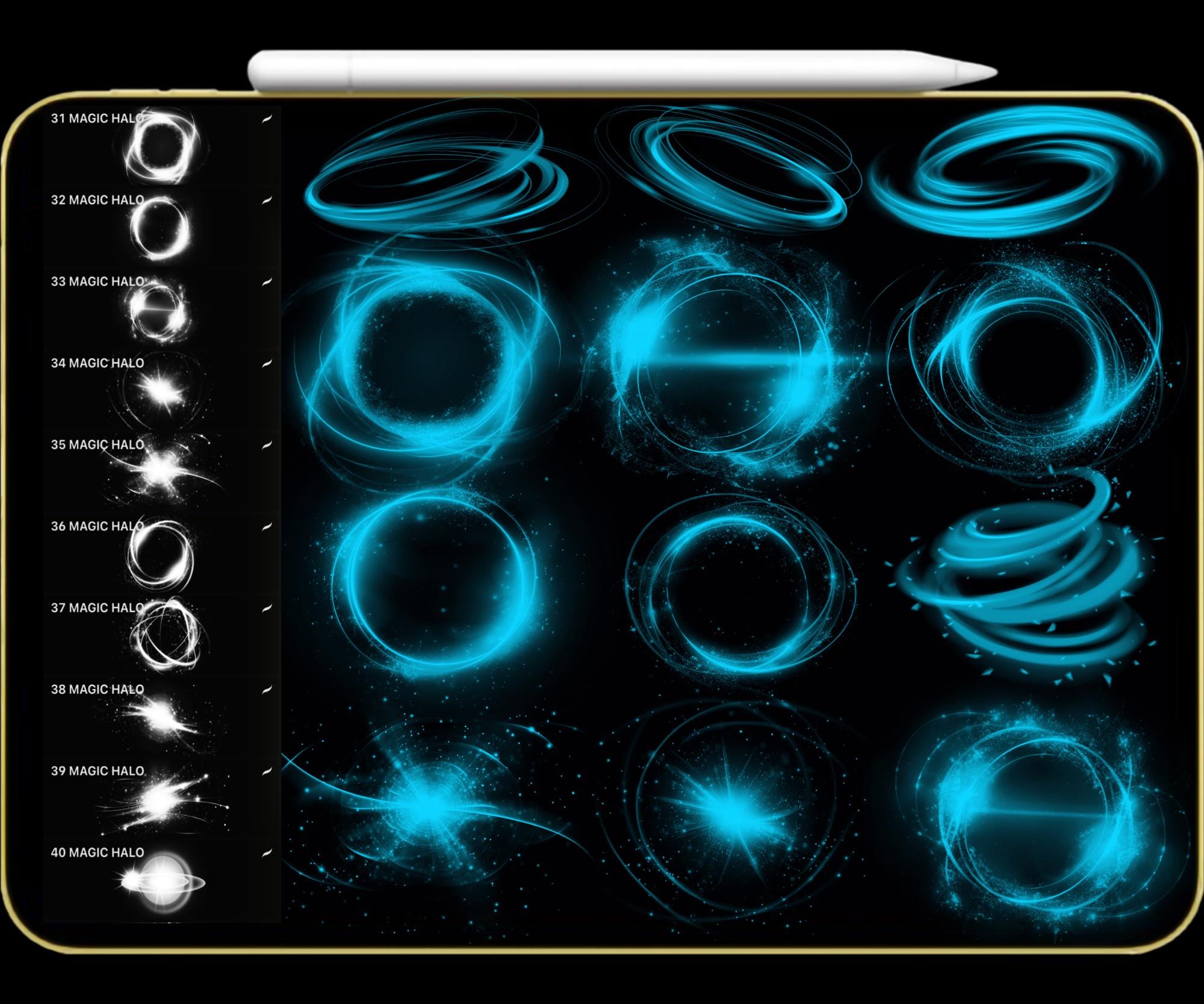 Magic Halo Brushes for Procreate | 160+ Light Circles and Spell Symbols ...