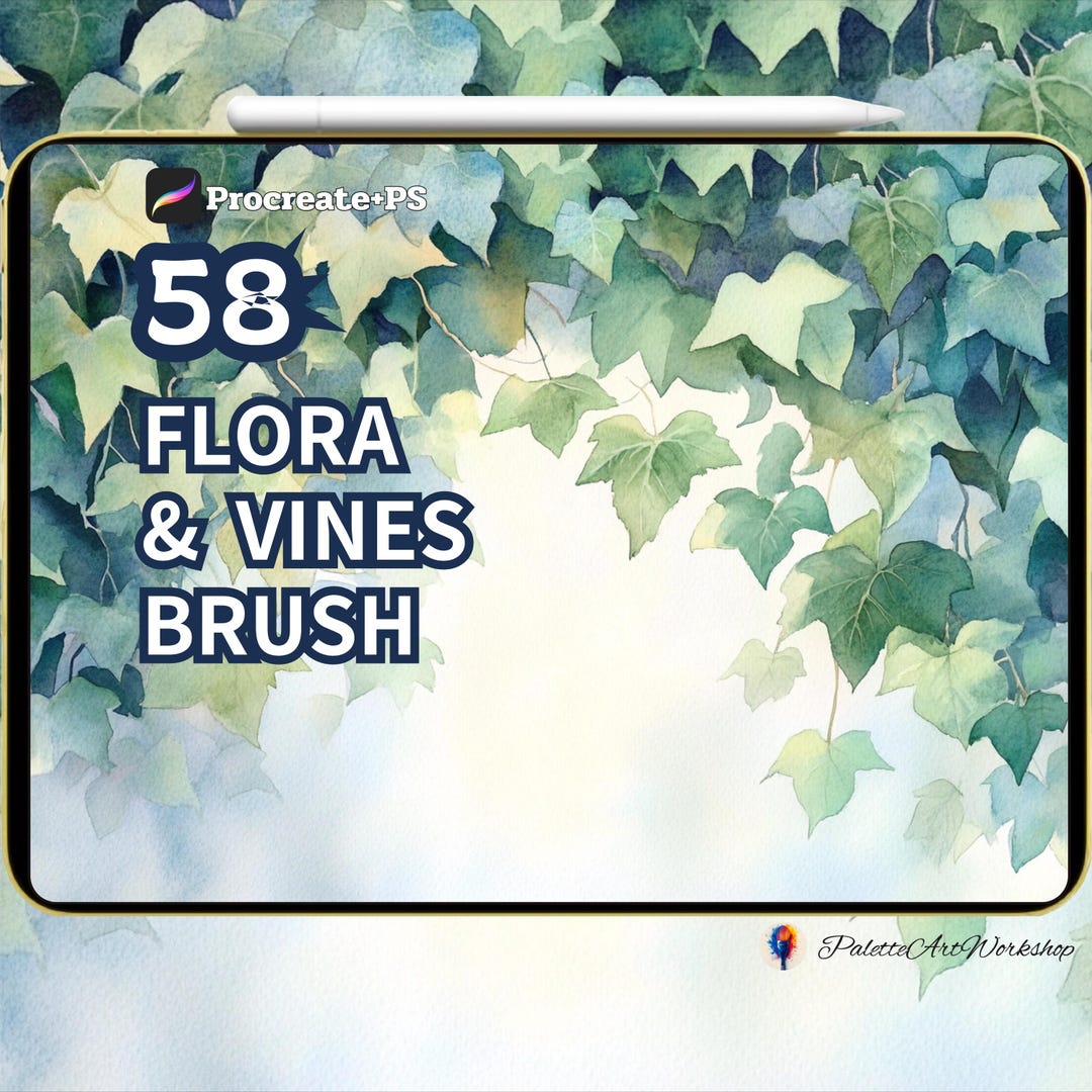 Procreate Brush | Flora and Vines | Floral & Vine Brush Set | Digital ...
