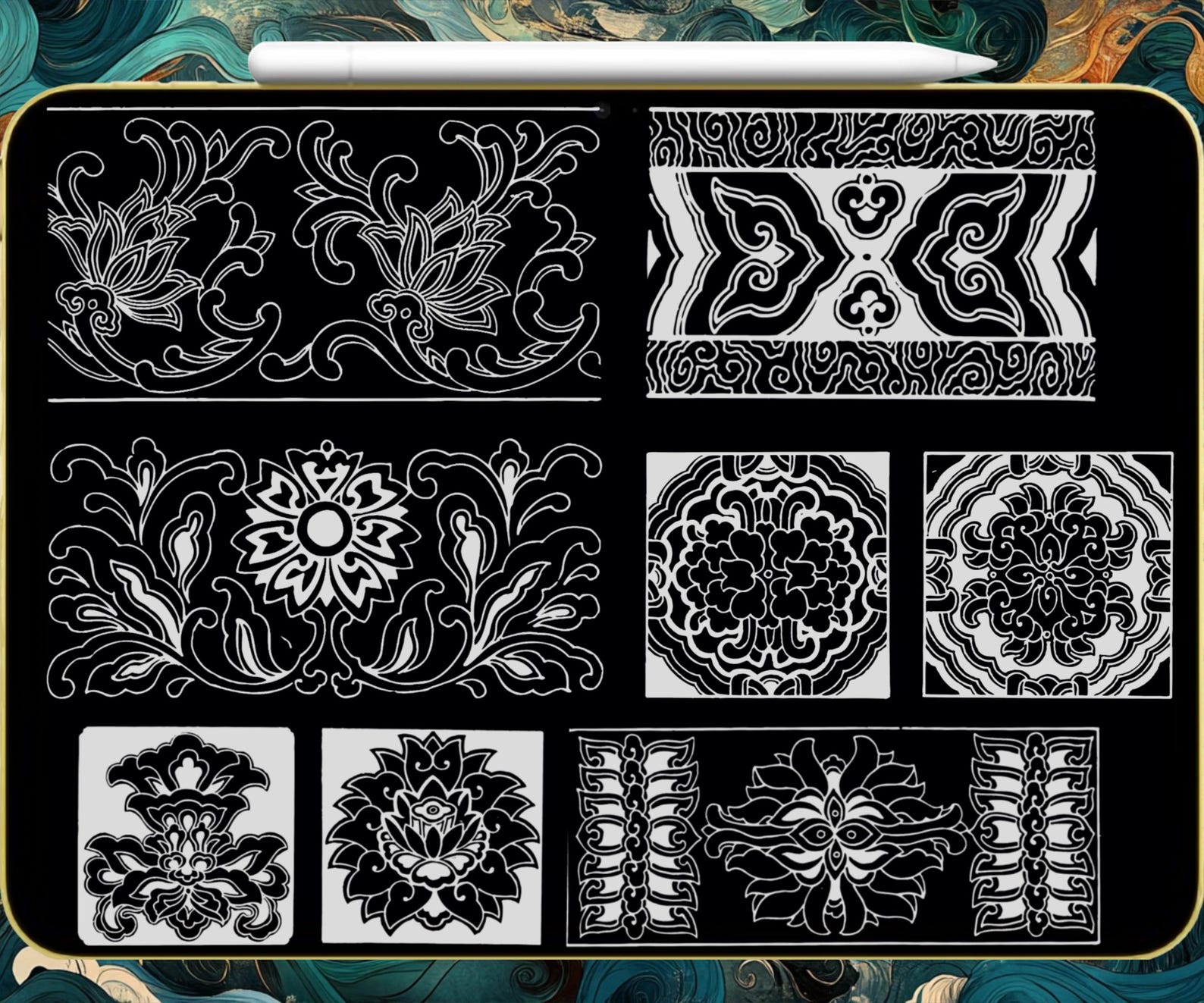 Dunhuang Procreate Brush Set | Chinese Motif & Cultural Stamp Brushes ...