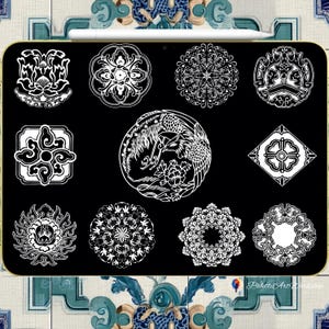 Procreate Celadon Pattern Brush Set | Blue and White Porcelain Motifs ...