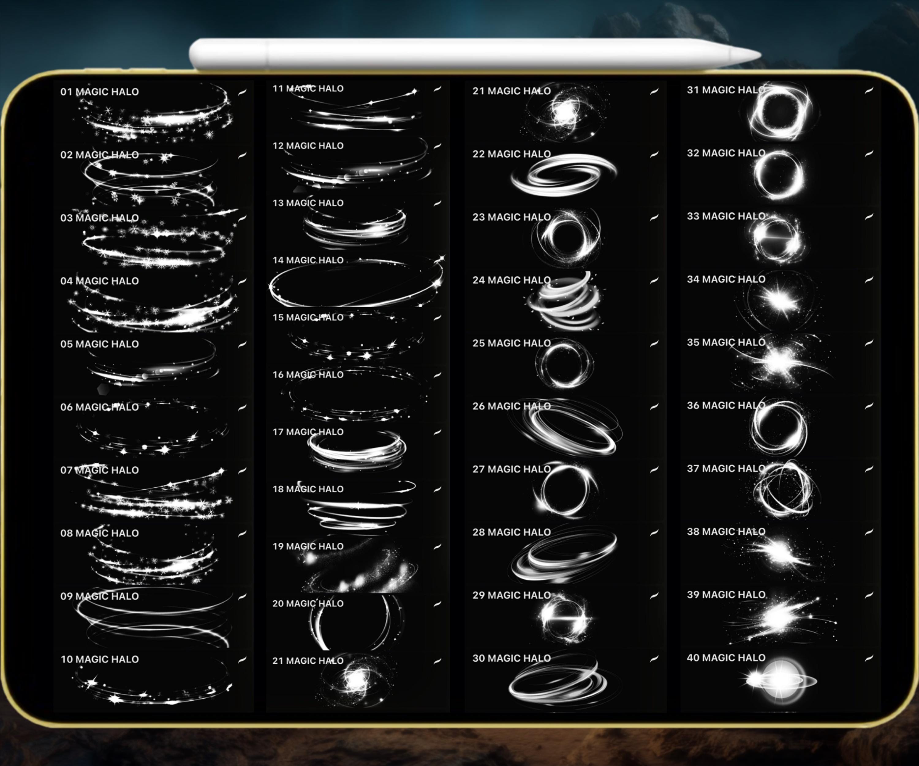Magic Halo Brushes for Procreate | 160+ Light Circles and Spell Symbols ...
