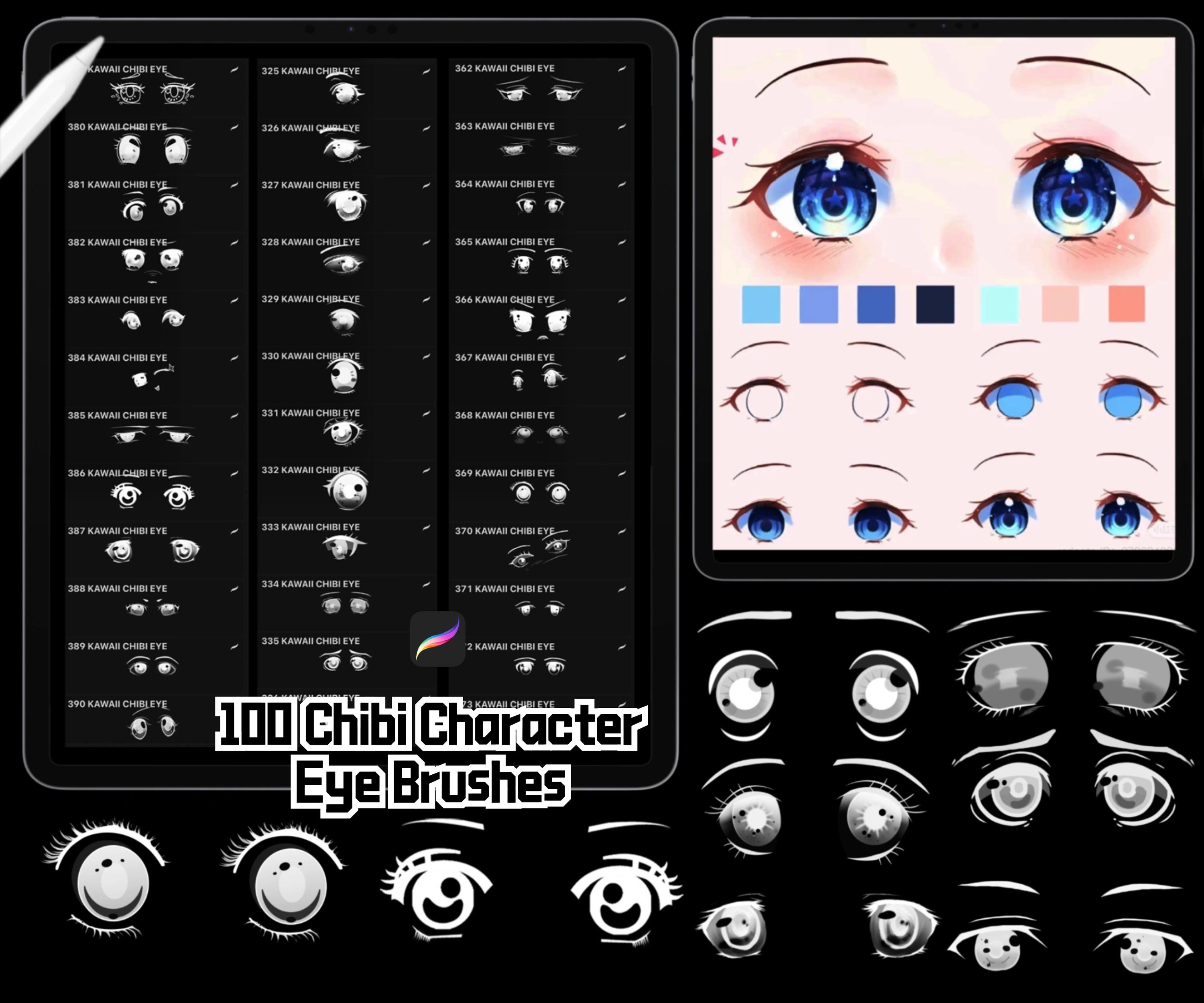 Procreate Chibi Character Brushes | 620+ Anime & Comic Stamps | Cute ...