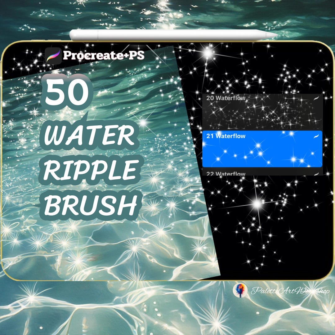 Procreate Brush | Water Ripple Texture Set | 50 Realistic Water Effect ...