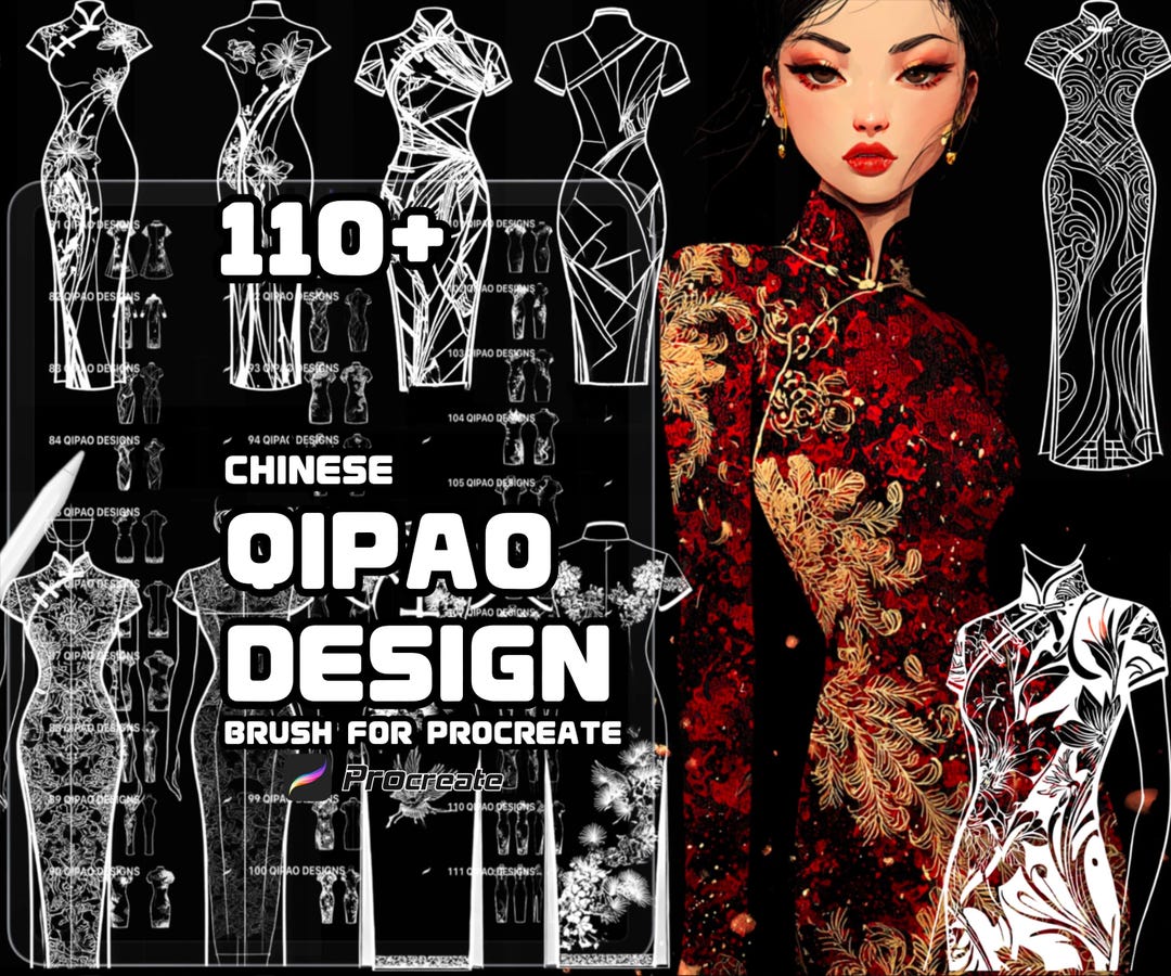 Qipao Procreate Brush Set | Chinese Embroidery & Pattern Brushes ...