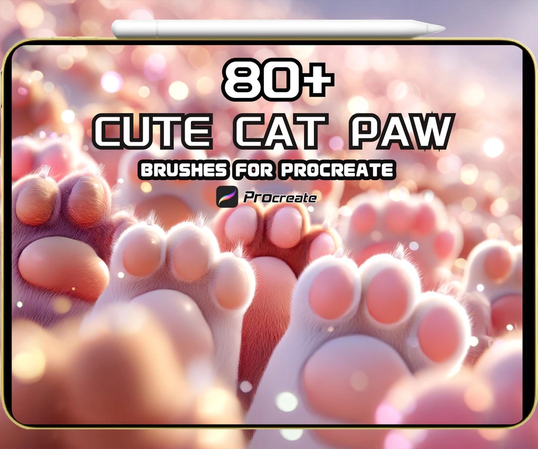 Cute Cat Paw Stamp Brushes | Procreate Digital Brush Set | Cat Paw ...