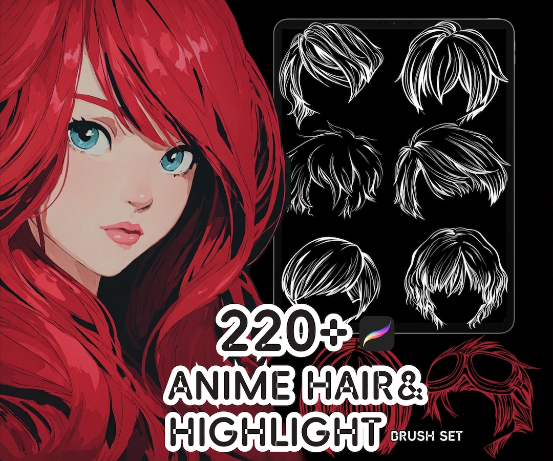Anime Hair Brushes for Procreate | 220+ Manga & Chibi Hair Styles ...