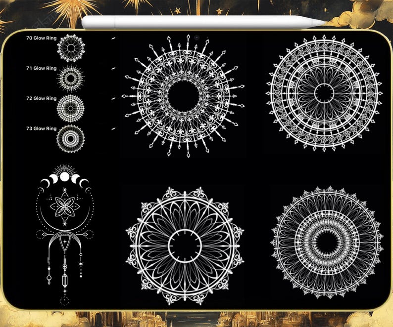 Procreate Glow and Galaxy Brushes | Celestial Light Rings, Cosmic ...
