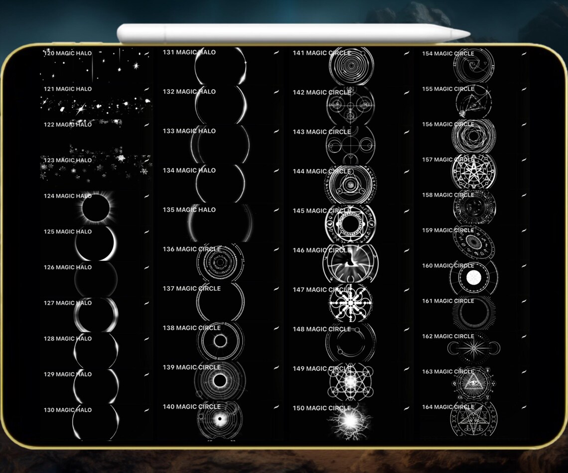 Magic Halo Brushes for Procreate | 160+ Light Circles and Spell Symbols ...
