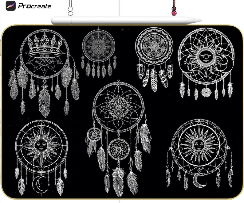 Dreamcatcher Procreate Brushes | Boho Tattoo & Illustration Designs ...