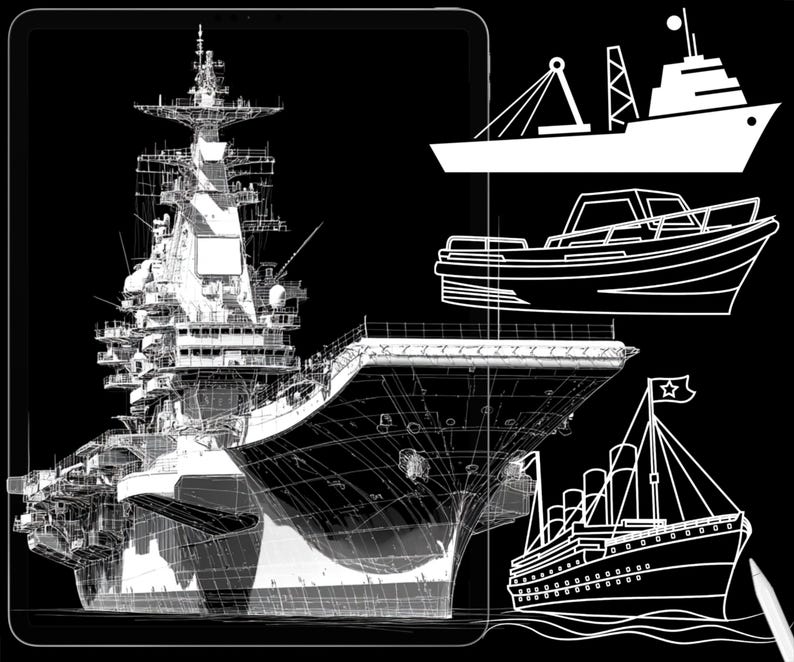 Nautical Procreate Brushes | Ocean Elements and Ship Silhouettes ...