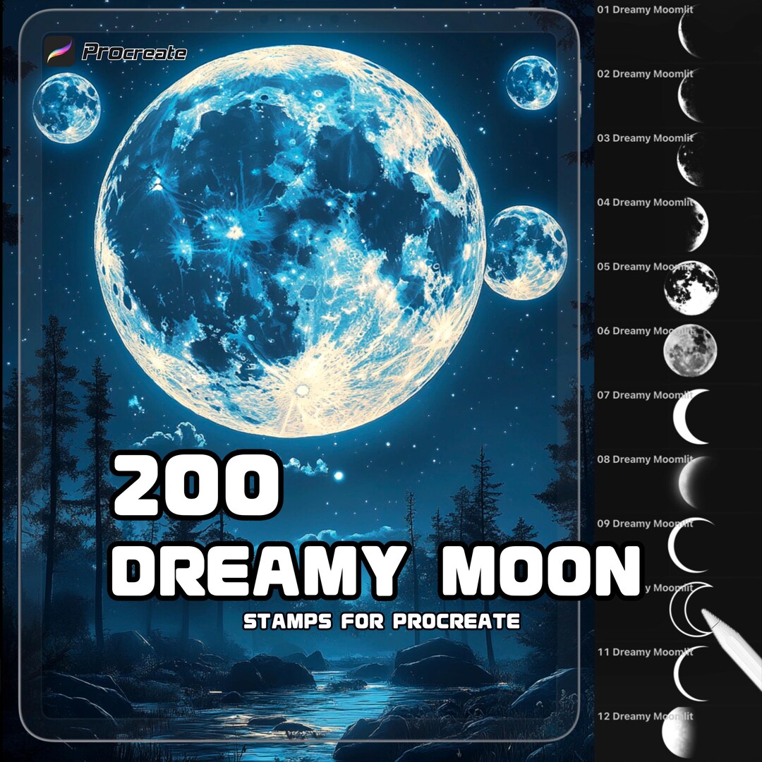 Moonlight Brushes for Procreate | Lunar, Celestial, Night Sky Textures | Magical Glow ...