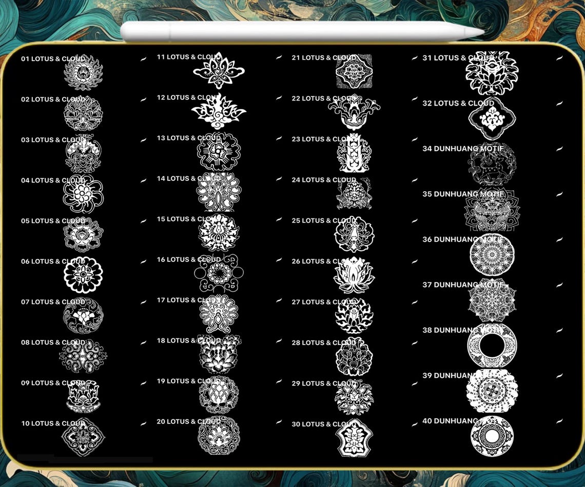 Dunhuang Procreate Brush Set | Chinese Motif & Cultural Stamp Brushes ...
