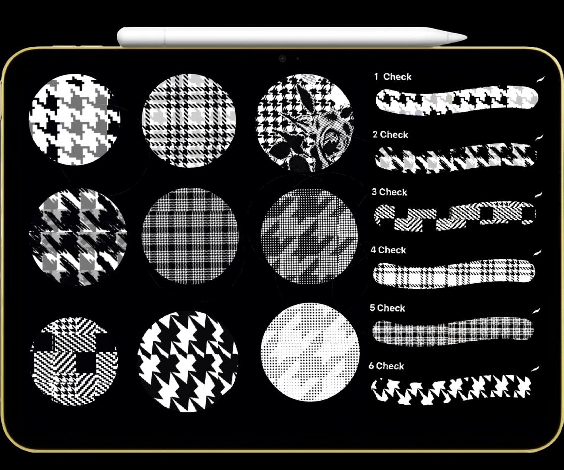 Houndstooth Procreate Brush Set | Plaid Texture and Seamless Patterns ...