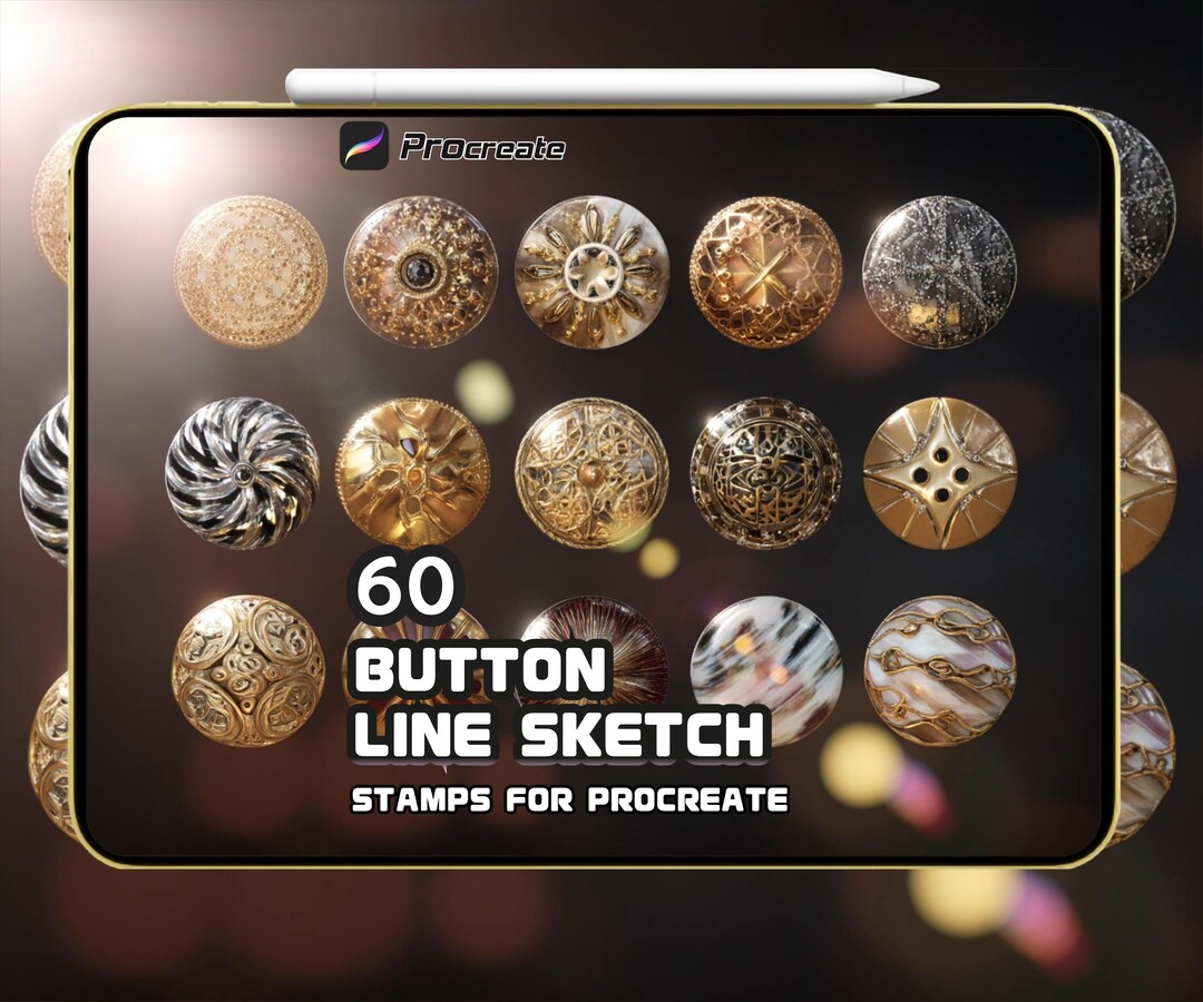 Button Line Sketch Brush Procreate Brush Simple And Stylish Button