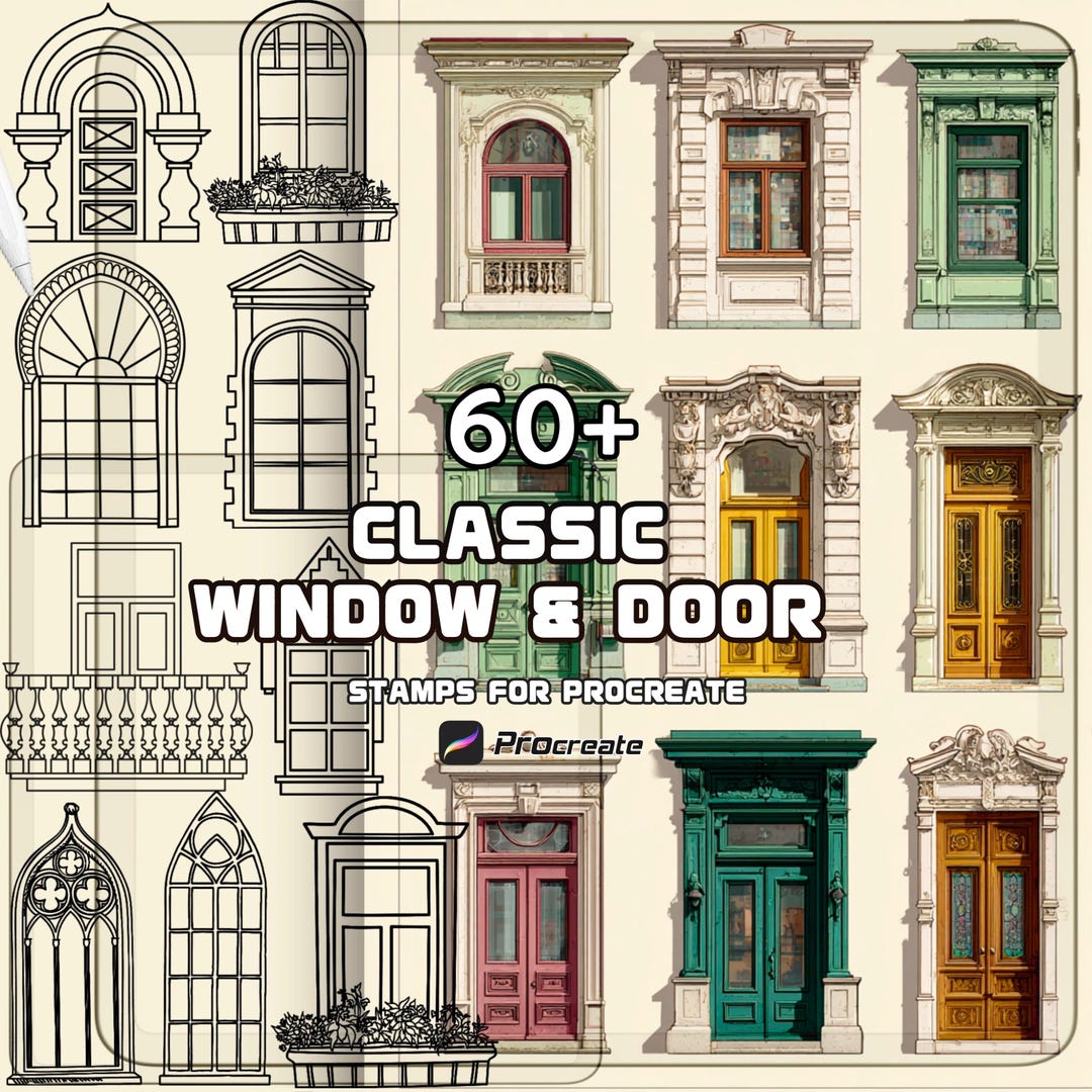 Procreate Window and Door Brushes | Architectural Design Elements ...
