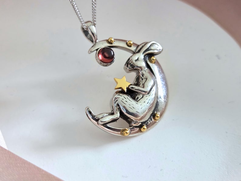 925 Sterling Silver Bunny Pendant With Moonstone - Cute Hare Pendant ...
