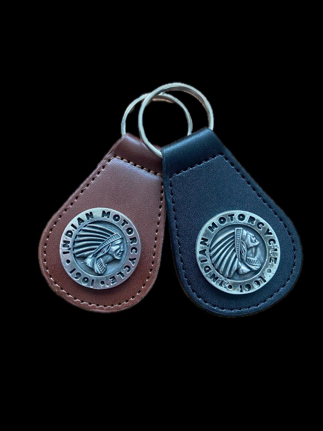 Retro Pewter Indian Motorcycle Concho on PLU Key Fob -- IMRG Biker Gift ...