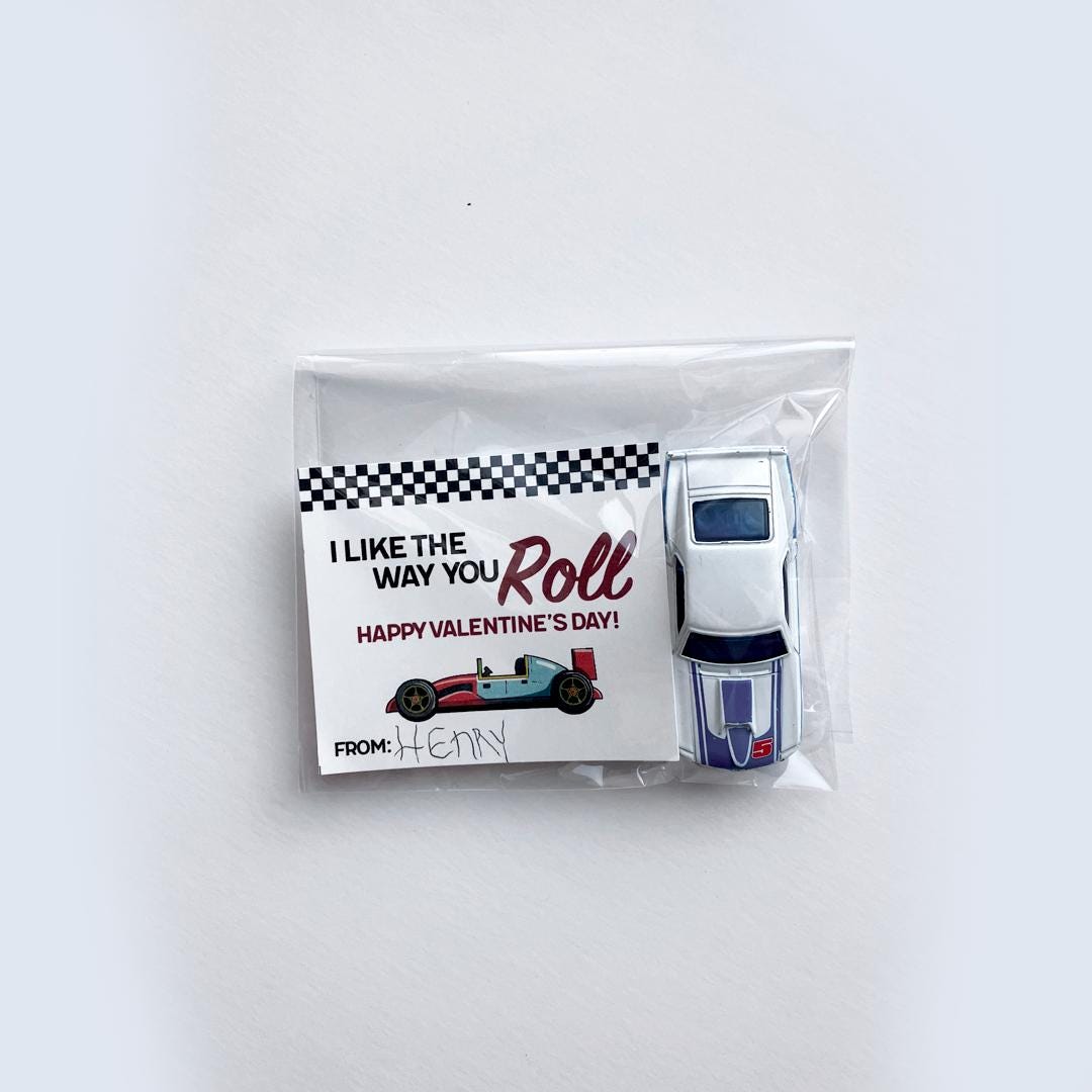 Valentine Race Car Printable Card for School Valentine Party Car Themed ...