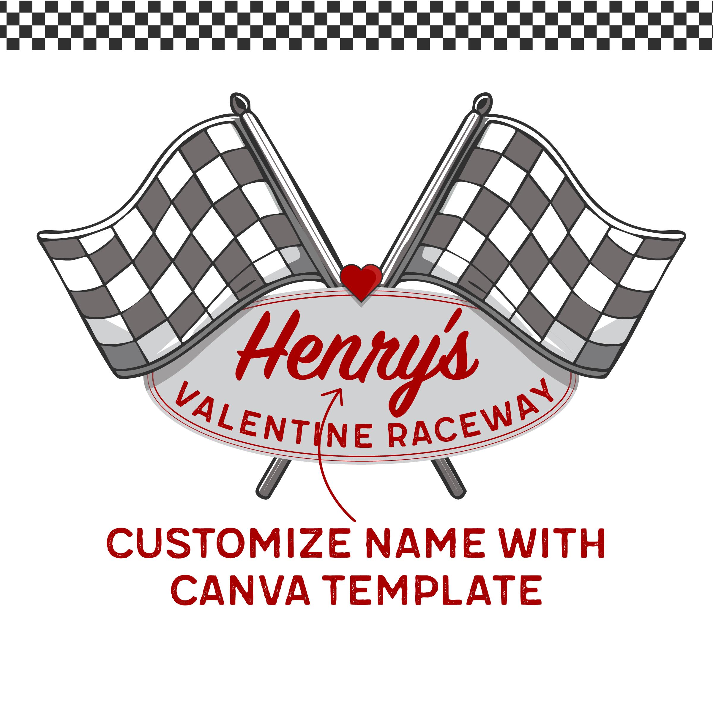 Valentine Box Race Car Printable Decor Kit Boy Valentine Box Custom ...