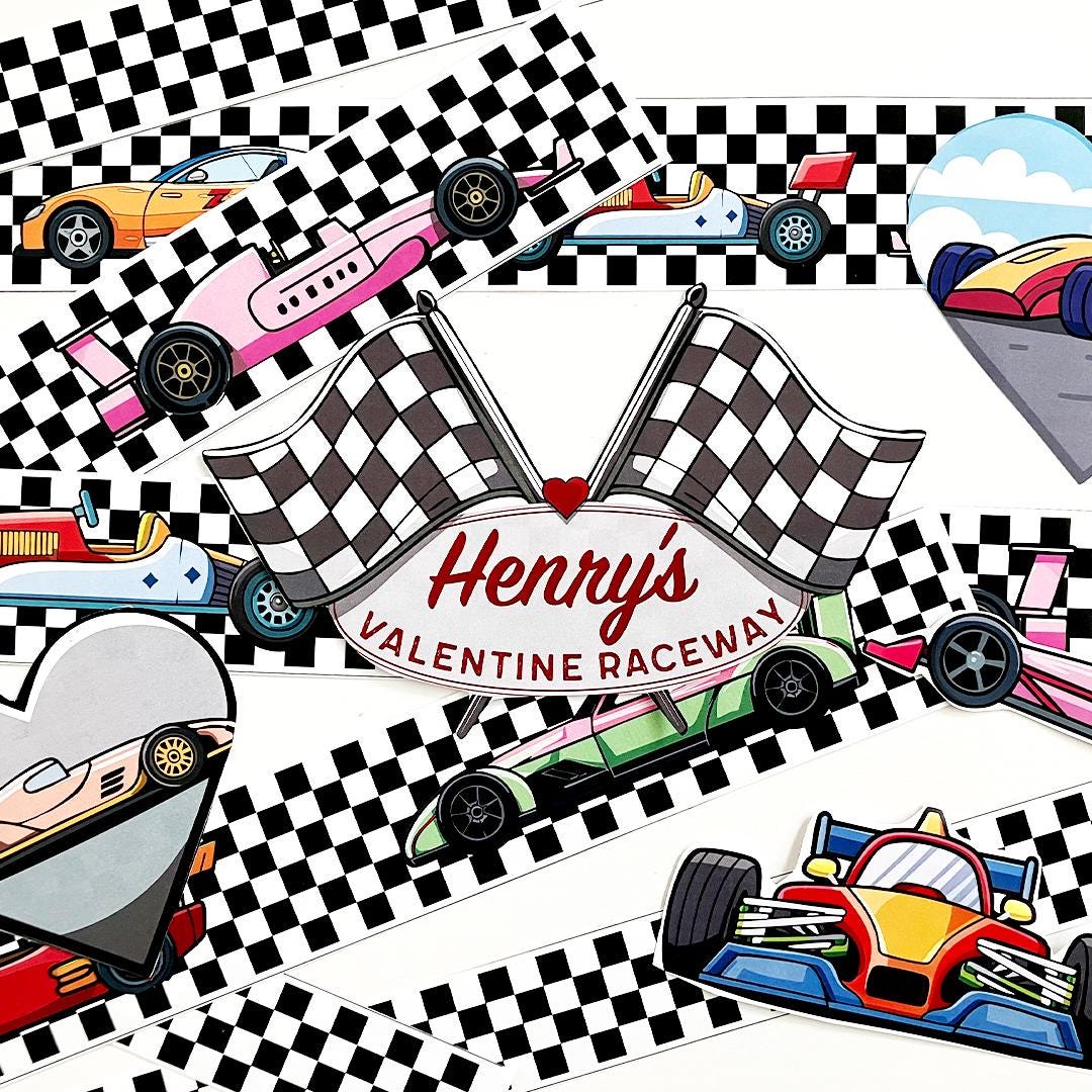 Valentine Box Race Car Printable Decor Kit Boy Valentine Box Custom ...