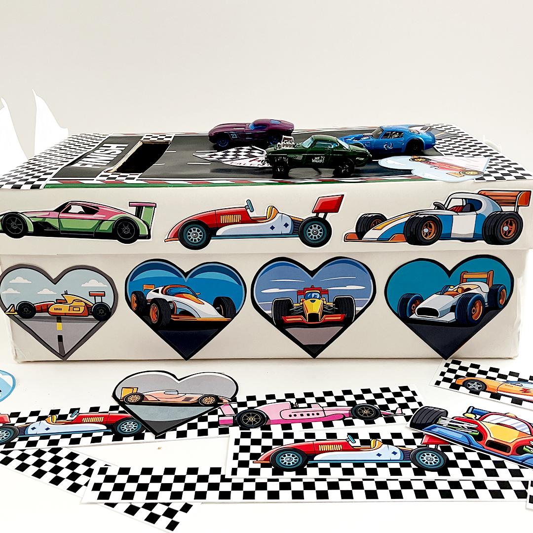 Valentine Box Race Car Printable Decor Kit Boy Valentine Box Custom ...