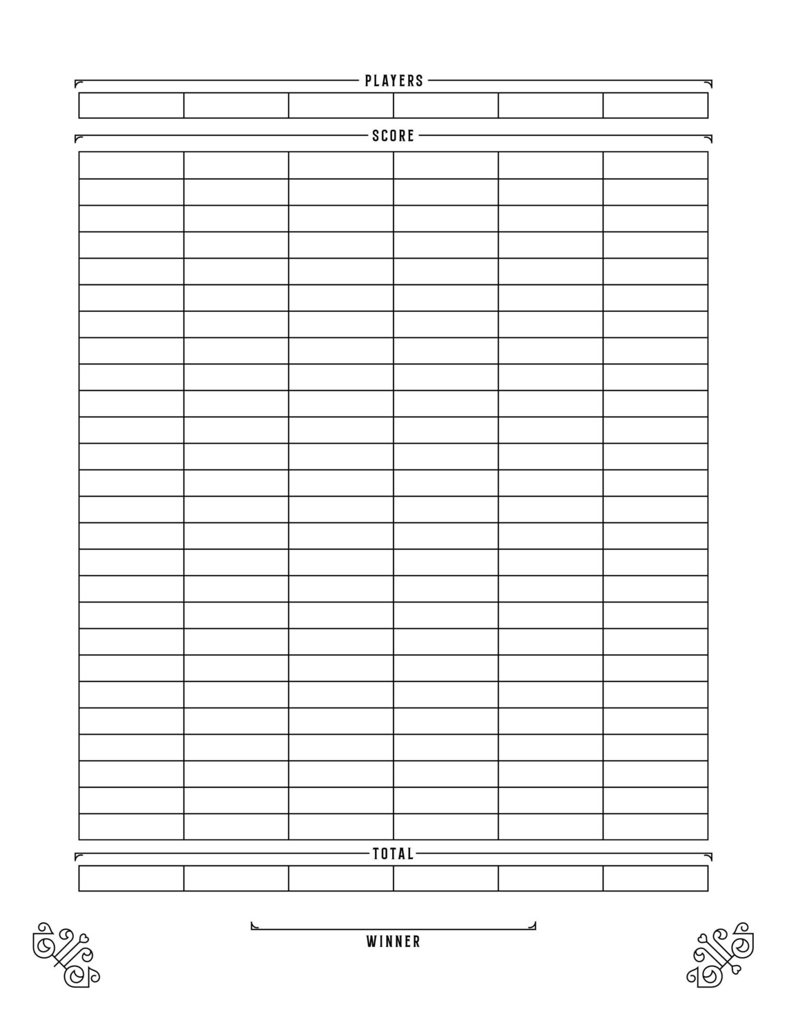 Game Score Sheet Card Game Points Tracker Family Game Night Scorekeeper ...