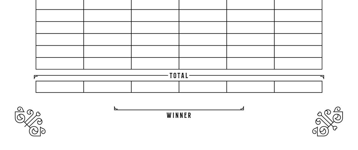 Game Score Sheet Card Game Points Tracker Family Game Night Scorekeeper ...