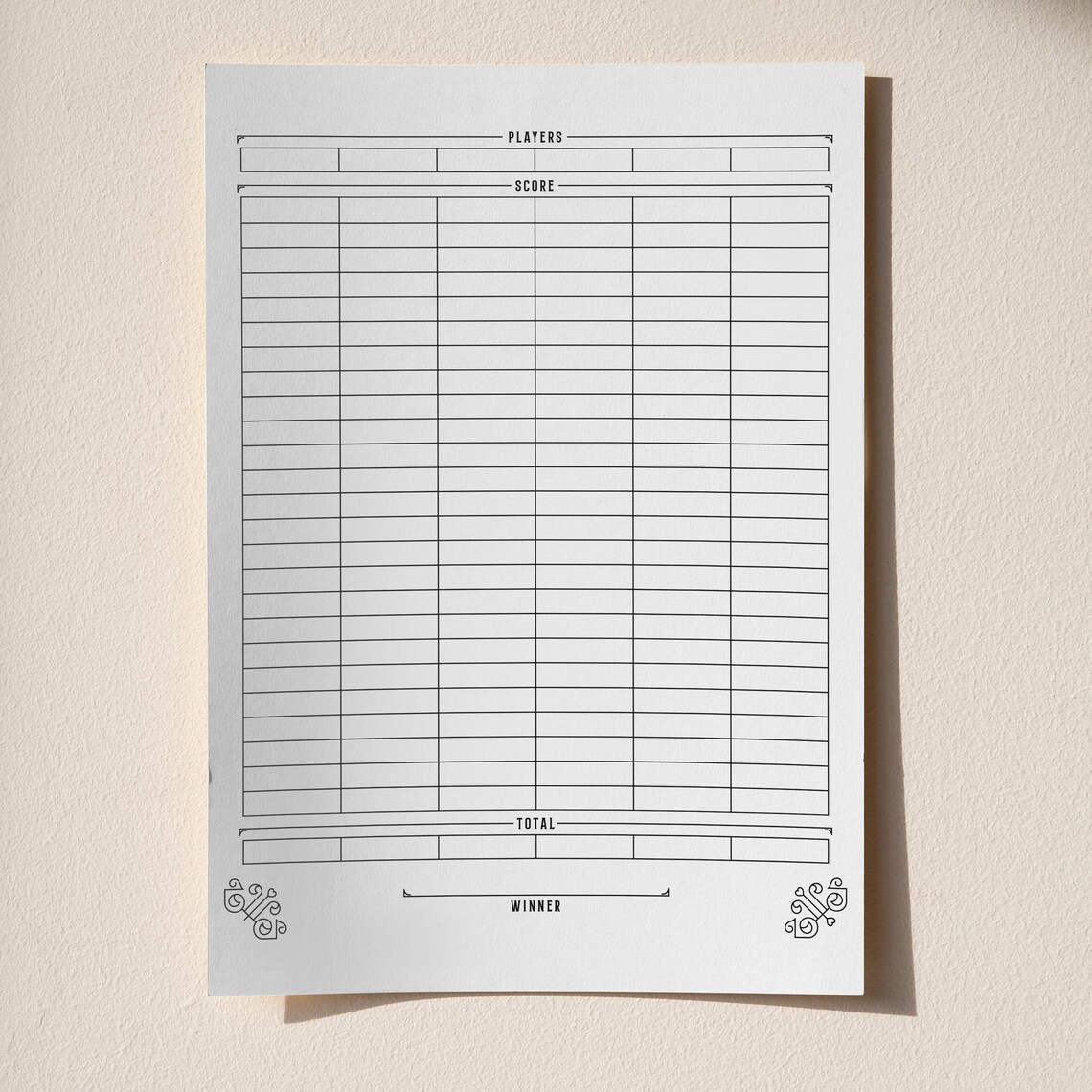 Game Score Sheet Card Game Points Tracker Family Game Night Scorekeeper ...