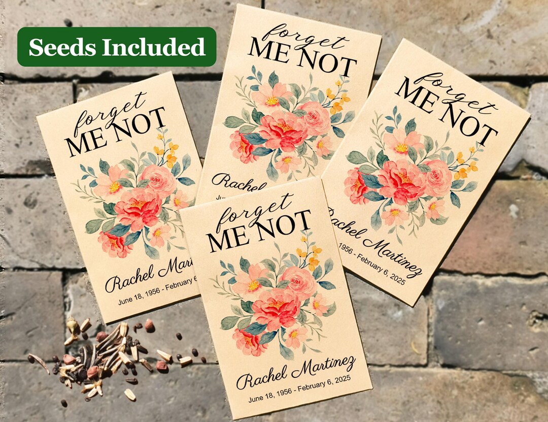 Custom Funeral Seed Packets, Memorial Seeds Favors, Funeral Favors for ...