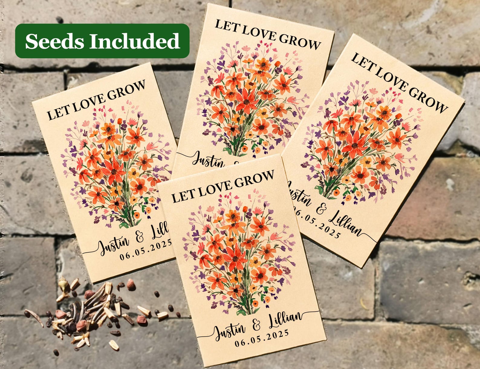 Personalized Wedding Wildflower Seed Packets Bridal Shower Seed Packets ...