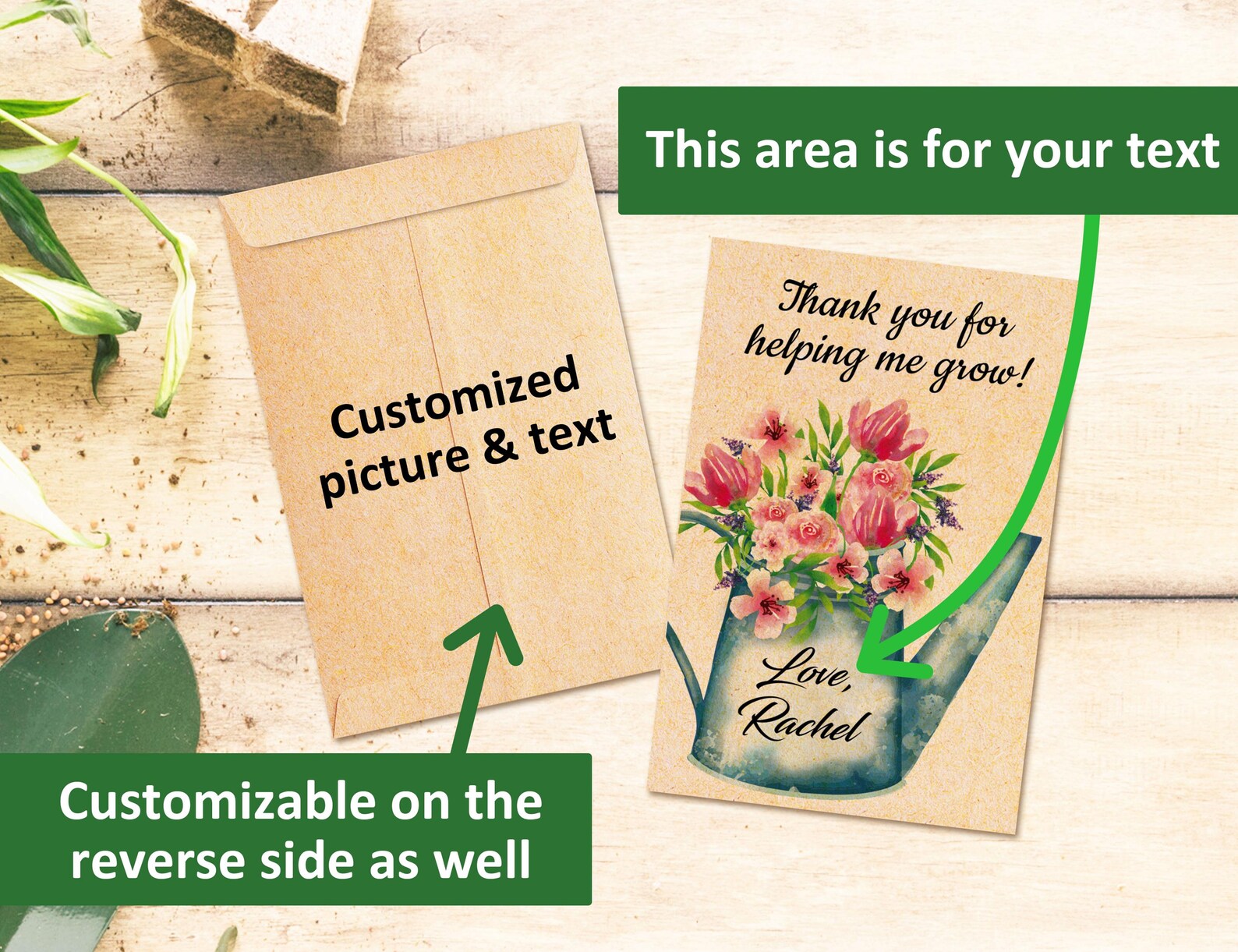 Personalized Thank You Seed Packets - Thank You for Helping Me Grow/eco ...