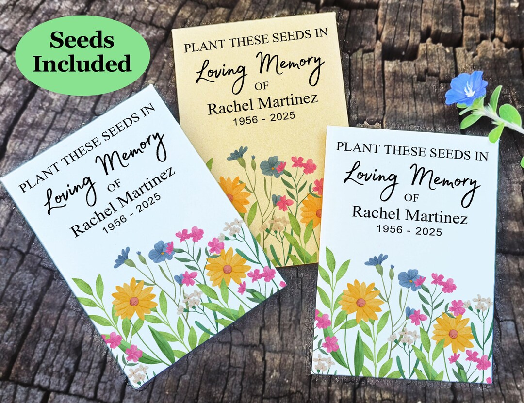 Wildflower Memorial Service Seed Packets/sympathy Seeds Favor/in Loving ...