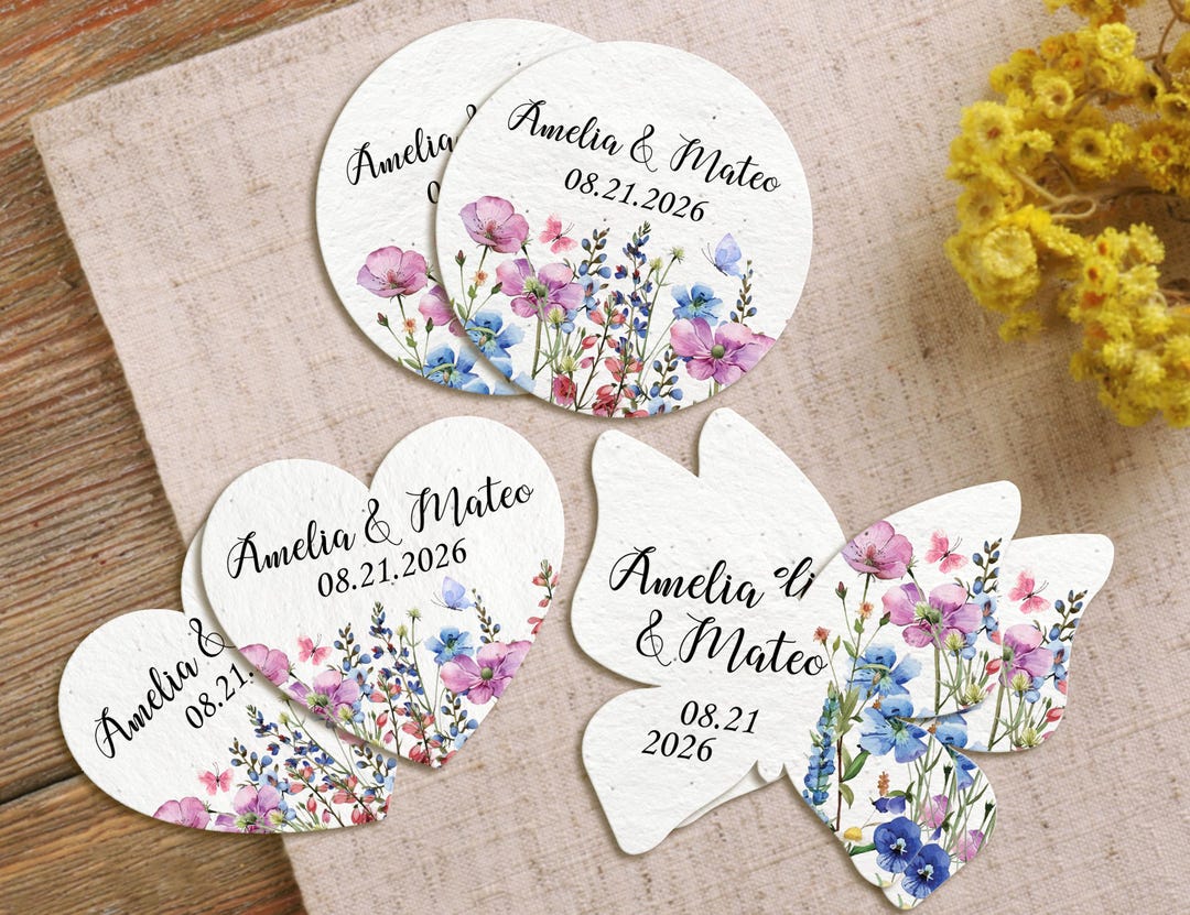 Wildflower Seed Paper Wedding Favors With Seed Included Personalized ...