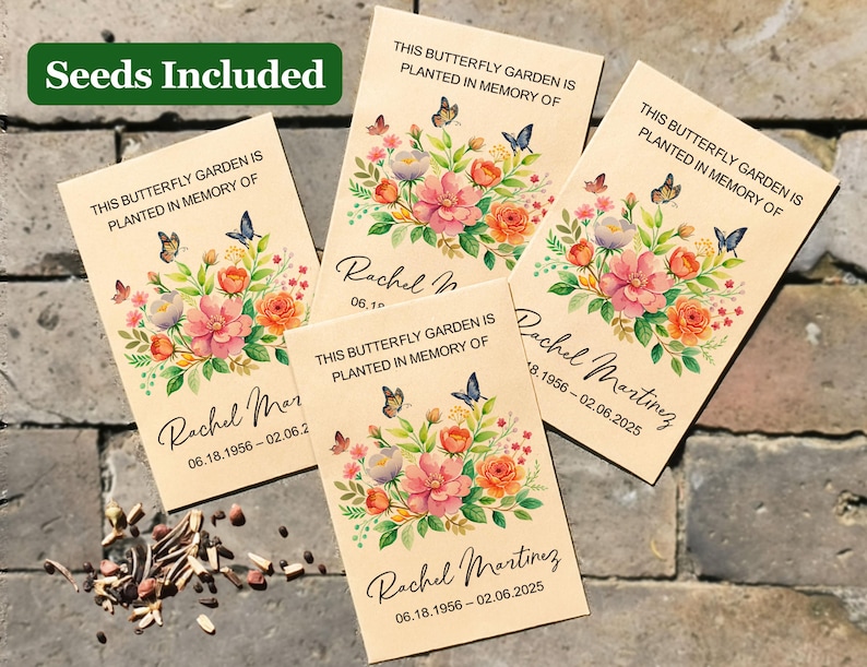 Custom Memorial Seed Packets, Personalized Seeds Favors for Funeral ...