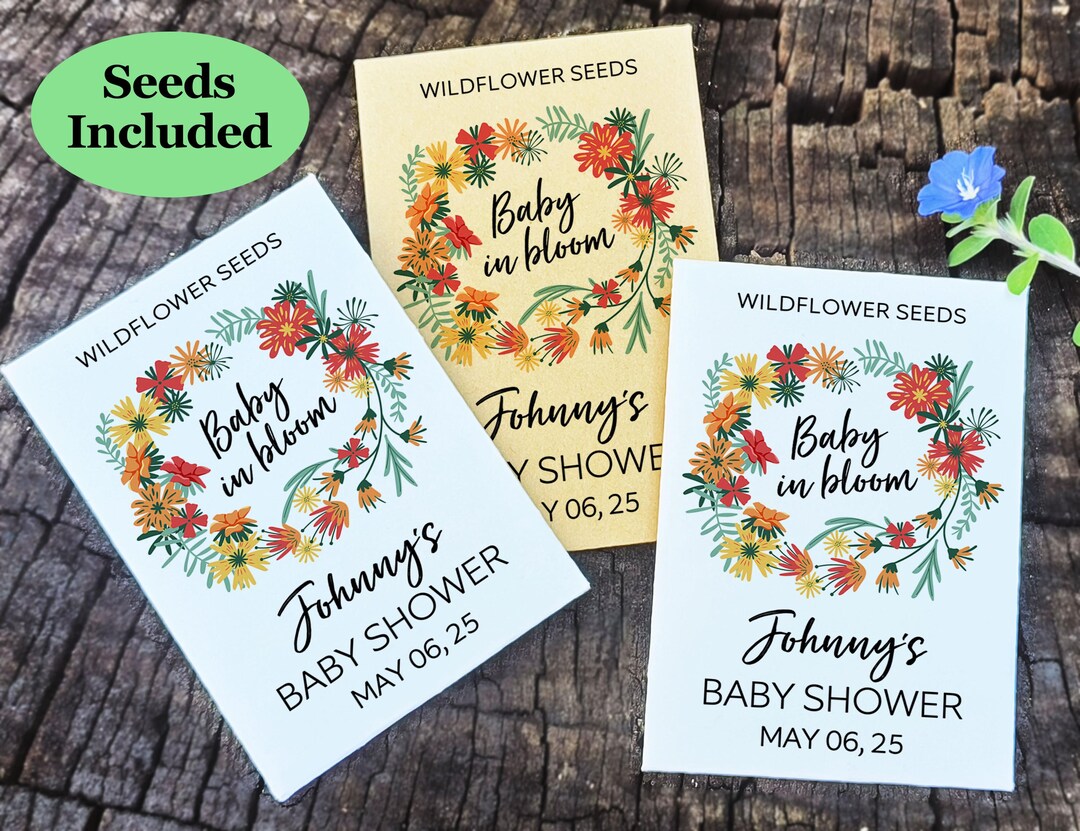 Baby Shower Seed Packets, Baby Shower Favors, Custom Wildflower Seed ...
