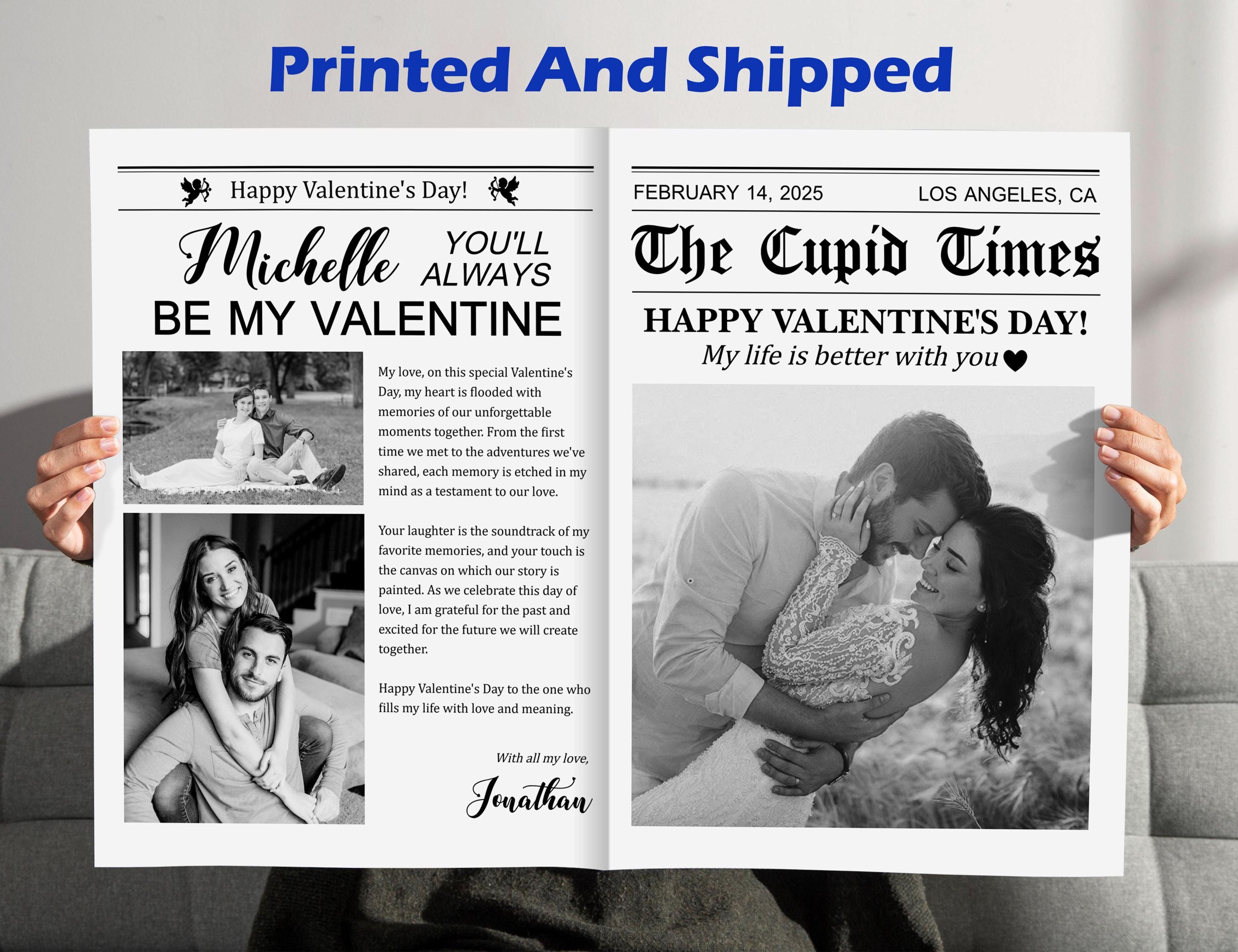 CUSTOM Printed and Shipped Valentine Newspaper/editable Large Newspaper ...