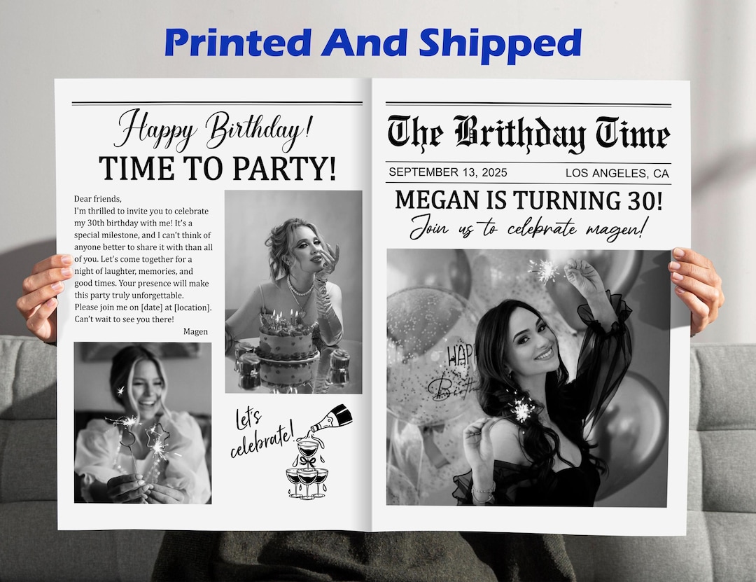 Custom Birthday Newspaper Photo Printed/editable Newspaper Birthday ...