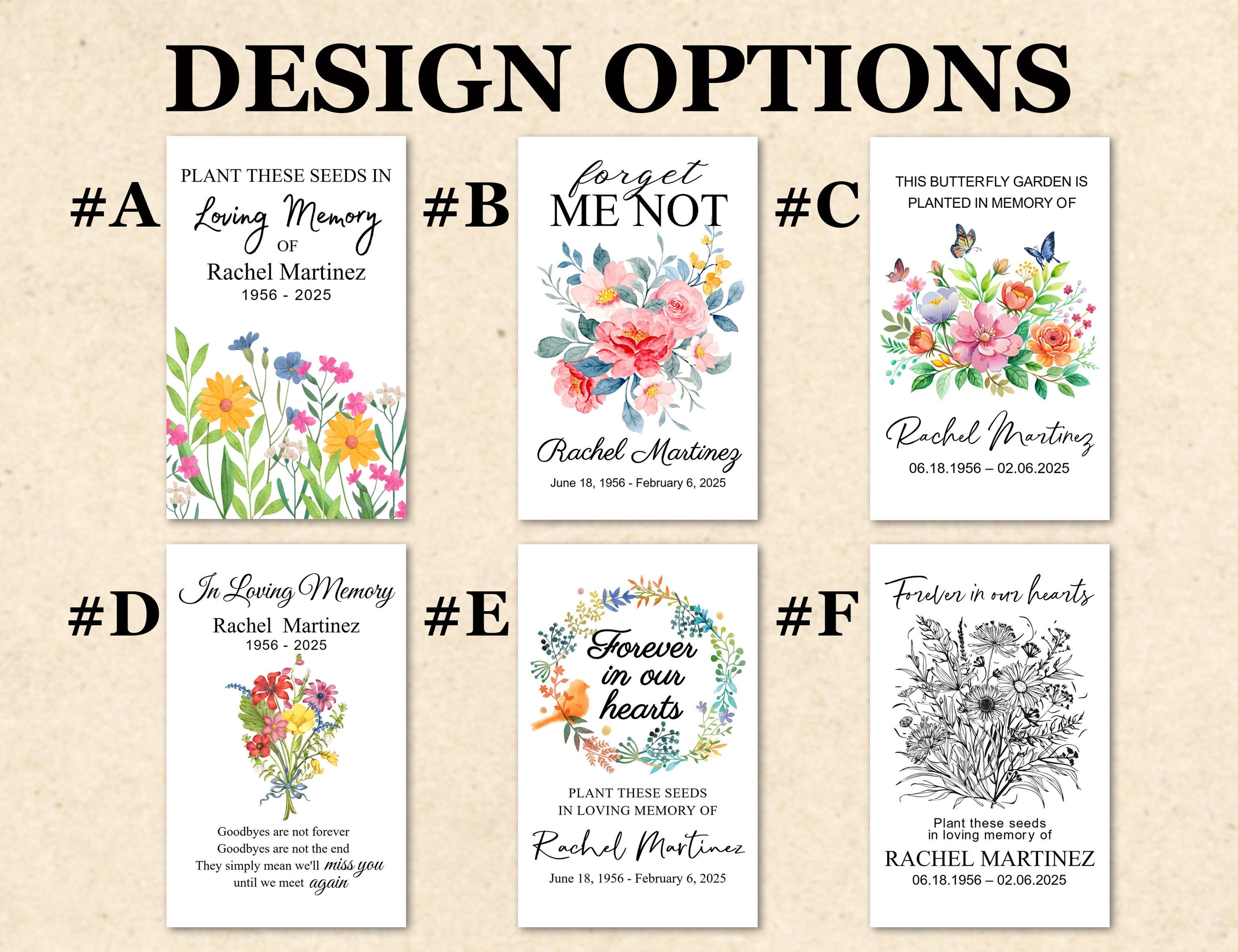 Custom Funeral Seed Packets, Memorial Seeds Favors, Funeral Favors for ...