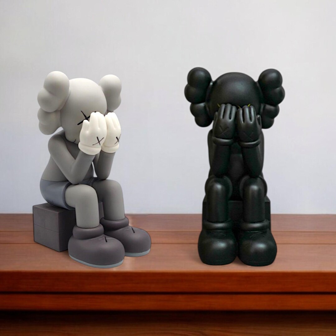 Kaws-inspired Sitting Statue Trendy Hypebeast Sculpture for Desk & Home ...