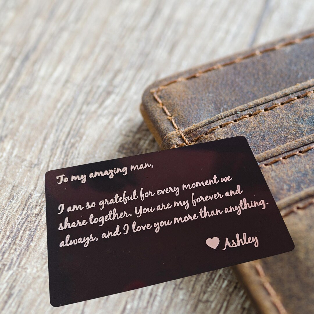 Engraved Wallet Insert, Gift for Him, Valentine’s Day Birthday Gift ...