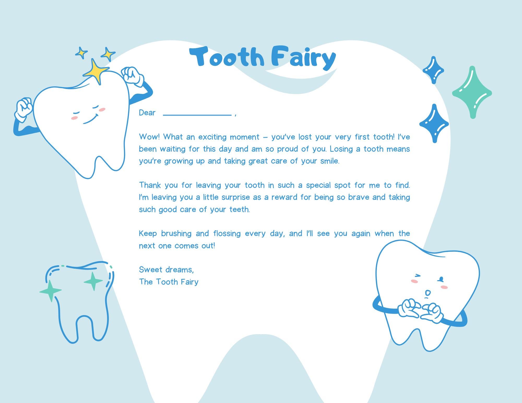 Printable Tooth Fairy Notes for Moms | Digital Download for Kids - Etsy