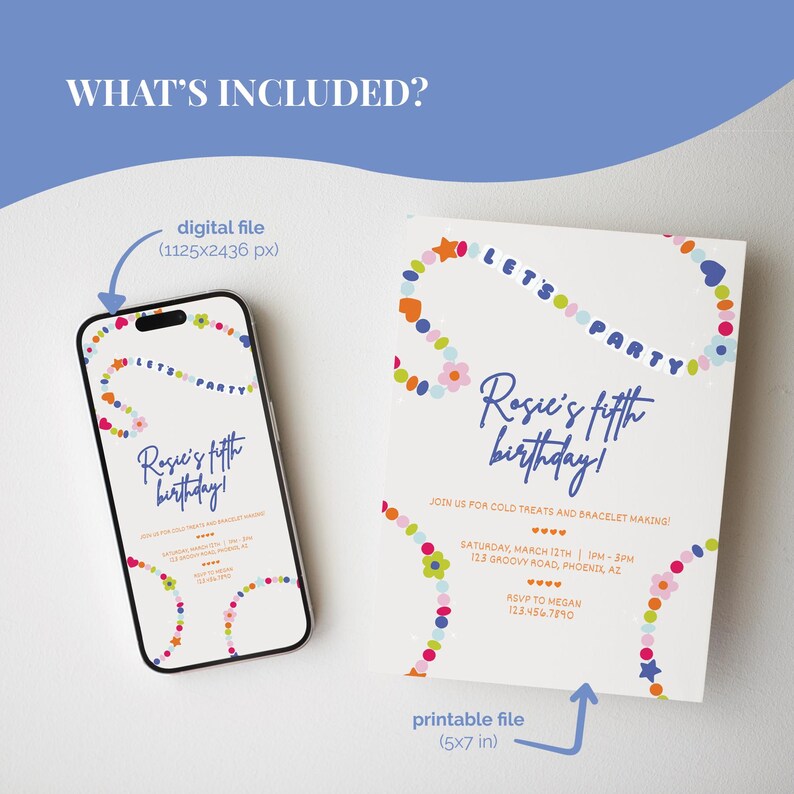 Editable Friendship Bracelet Birthday Invite for Girls | Birthday Era ...