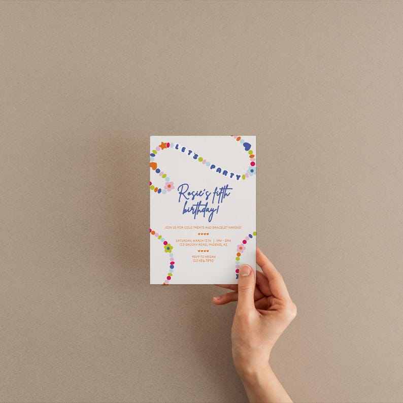 Editable Friendship Bracelet Birthday Invite for Girls | Birthday Era ...