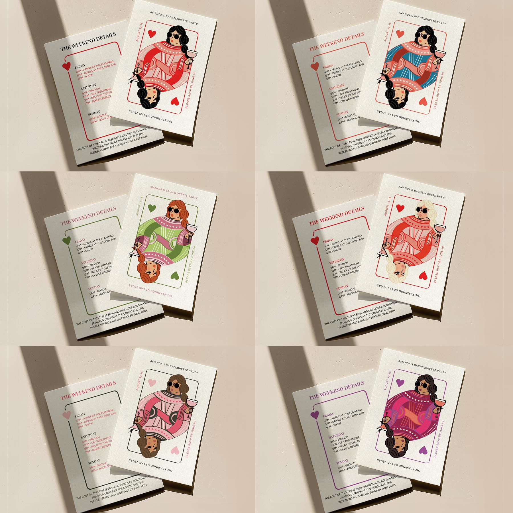Queen of Hearts Bachelorette Party Invitation and Itinerary | Las Vegas ...